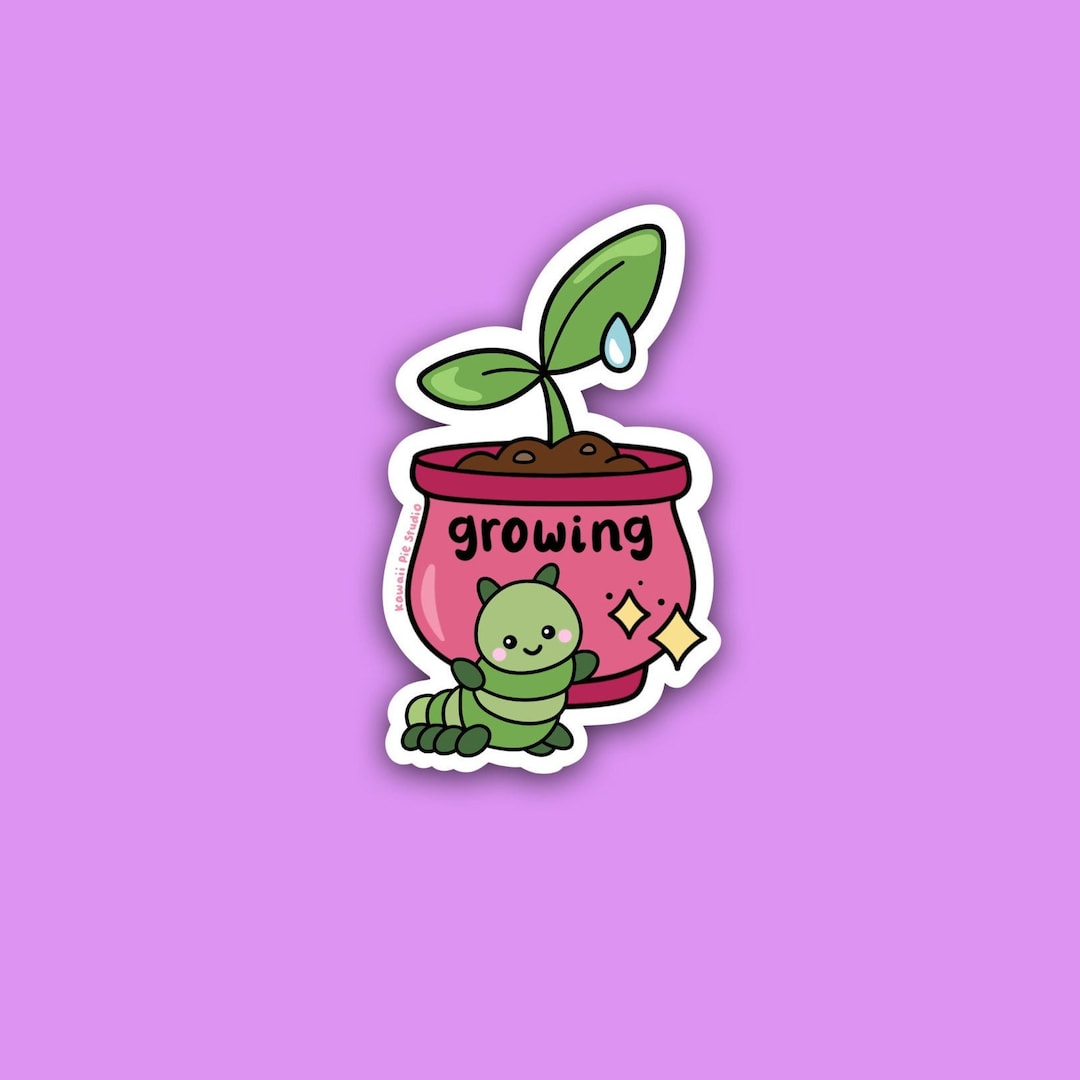 Growing Plant Sticker, Mental Health Cute Motivational Sprout Sticker ...