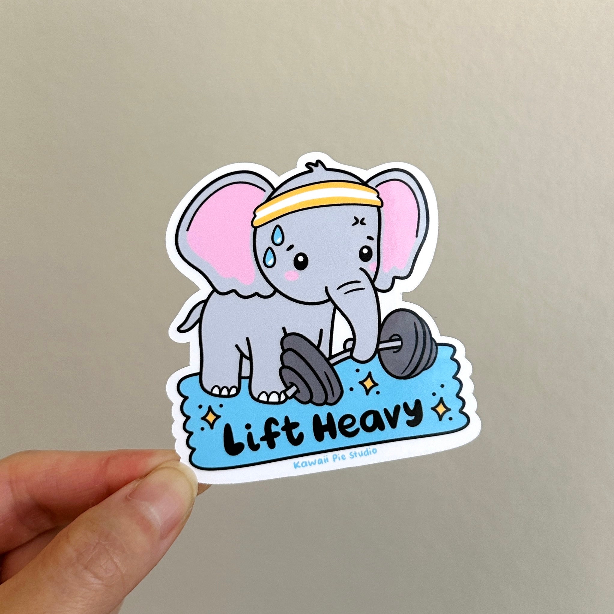 Lift Heavy Elephant Sticker, Cute Motivational Gym Sticker for Laptop ...