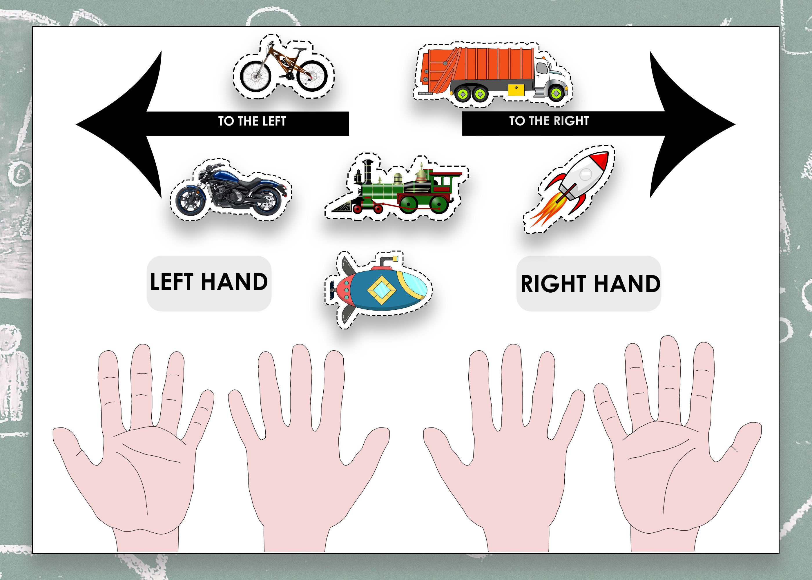 LEFT RIGHT Game, Preschool Curriculum Matching Game, Worksheets for ...
