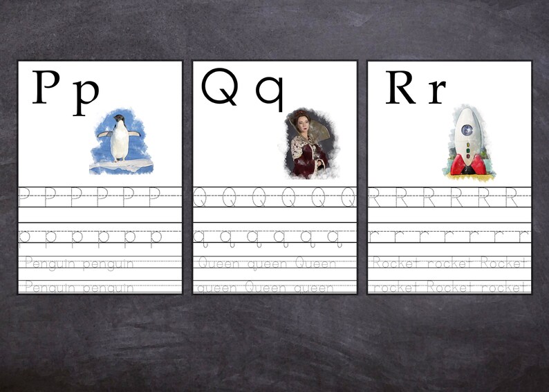 Watercolor Alphabet Flashcards Printable Handwriting Practice ...