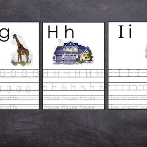 Watercolor Alphabet Flashcards Printable Handwriting Practice ...