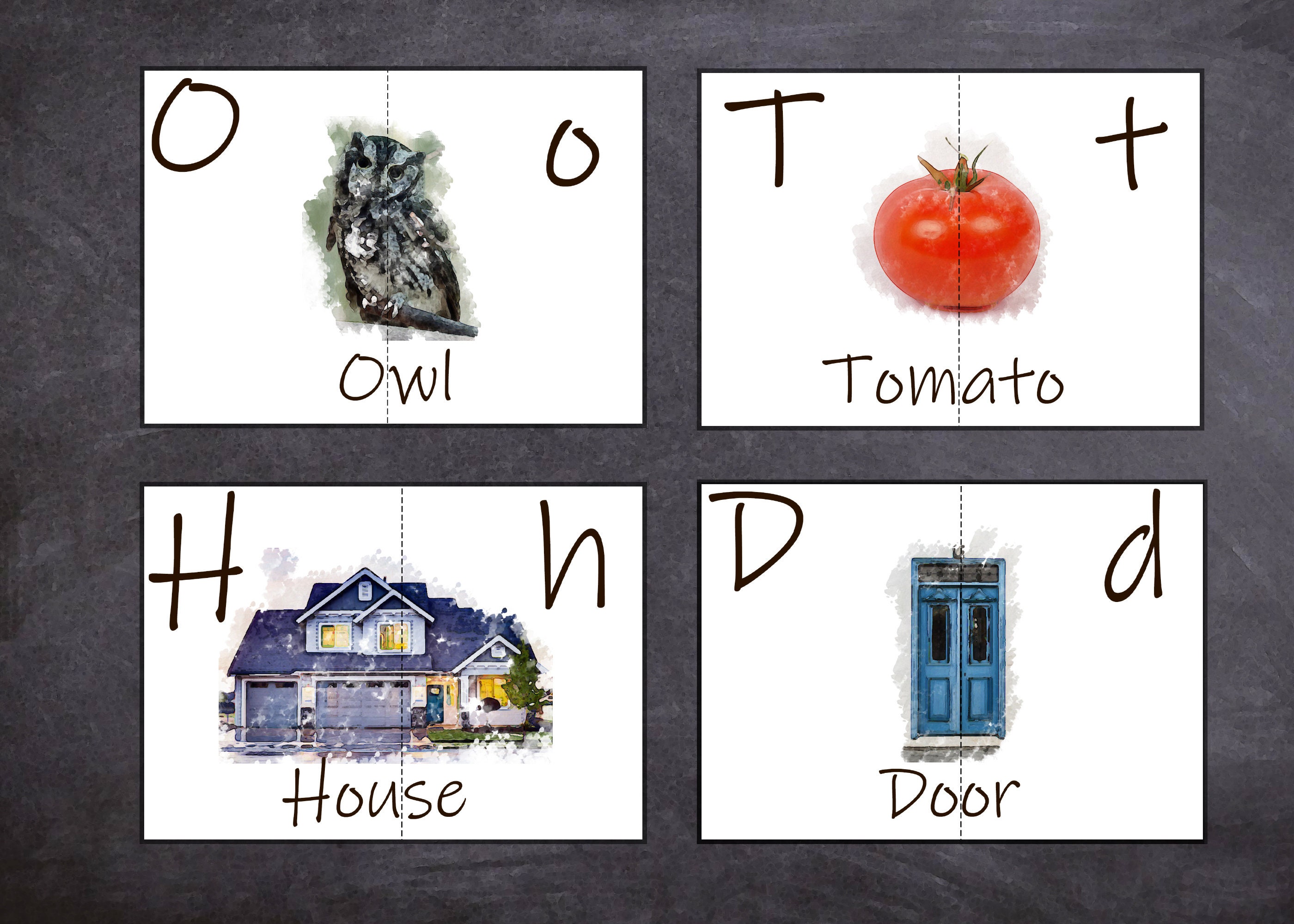 Watercolor Alphabet Flashcards Printable, A-Z Flashcards, Preschool ...