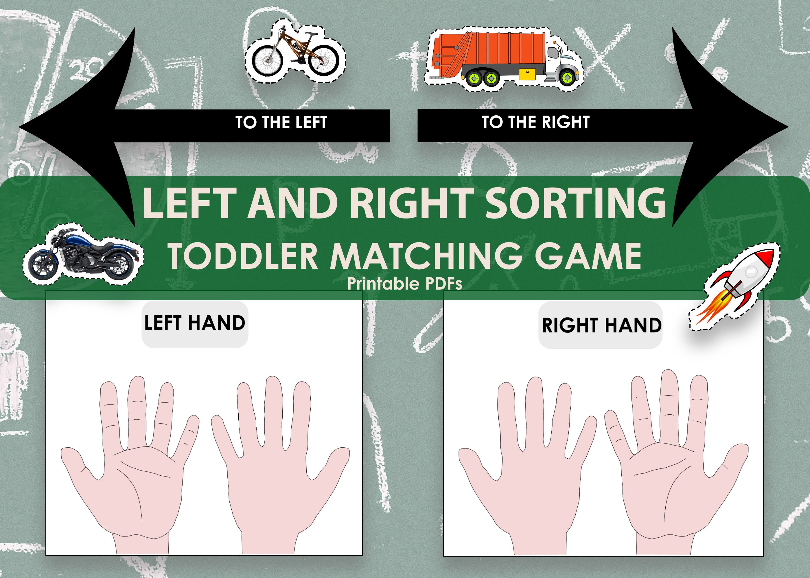 LEFT RIGHT Game, Preschool Curriculum Matching Game, Worksheets for ...