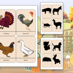 FARM Montessori SHADOW Matching Cards, Preschool Printables - Etsy