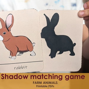 FARM Montessori SHADOW Matching Cards, Preschool Printables - Etsy