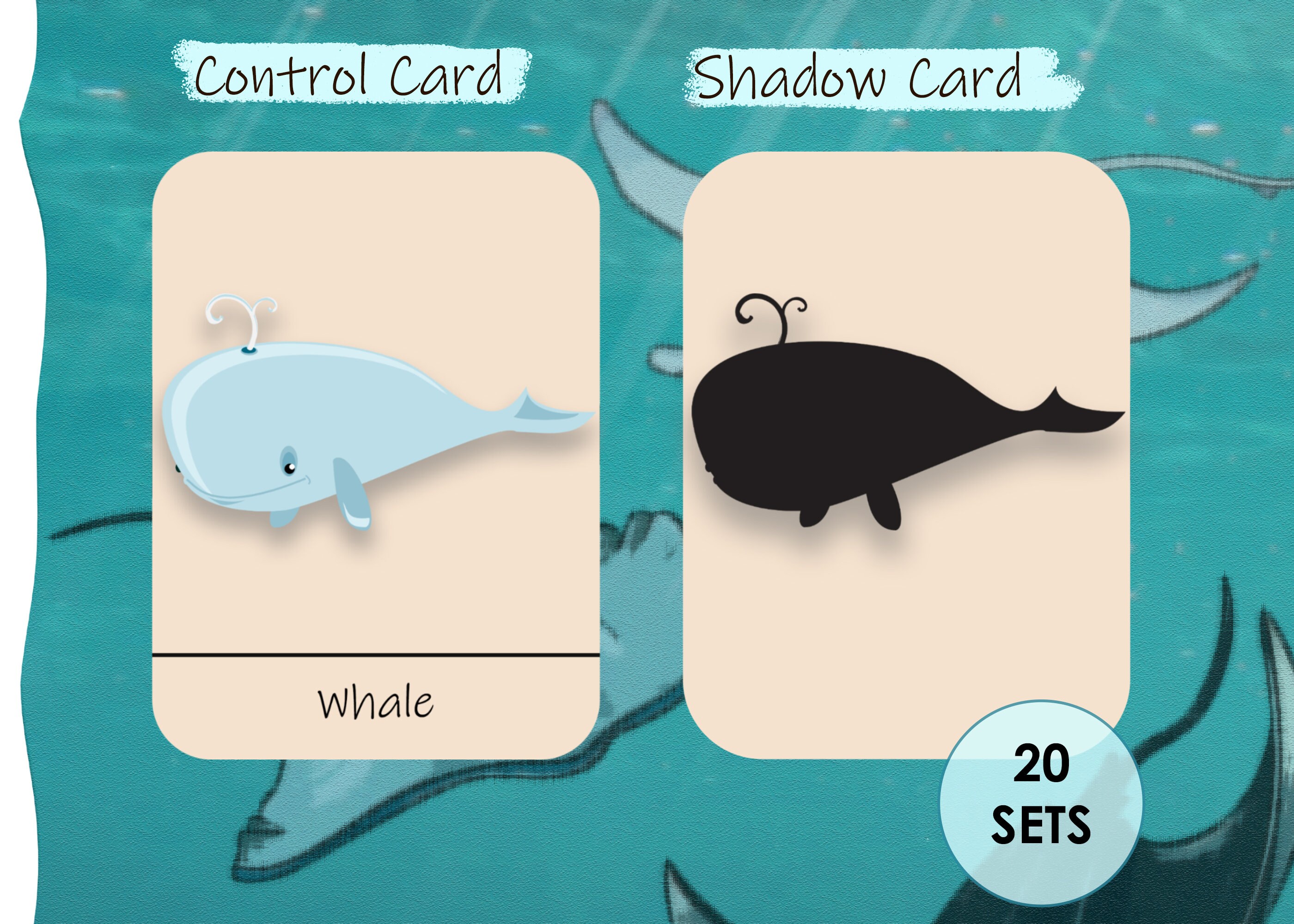SEA ANIMAL Shadow Matching Game, Printable Flashcards - Etsy
