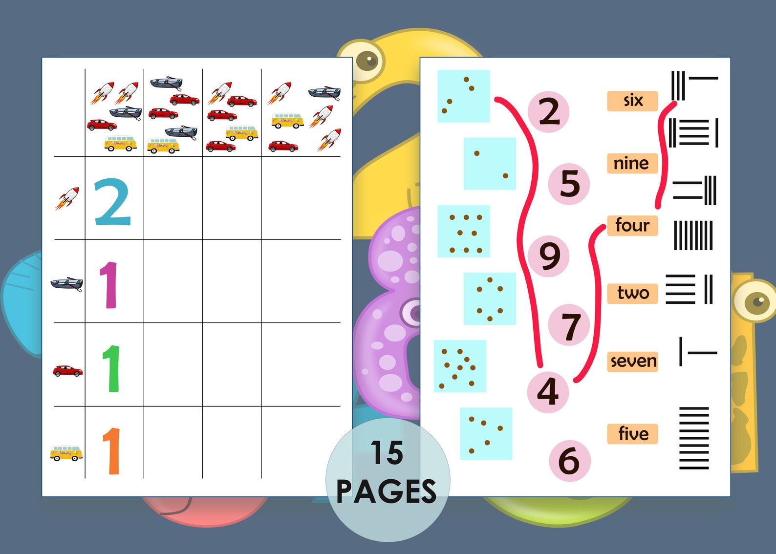 Preschool Math Worksheets for Kids Preschool Printables Math - Etsy