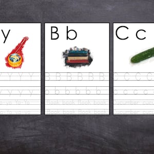 Watercolor Alphabet Flashcards Printable Handwriting Practice ...