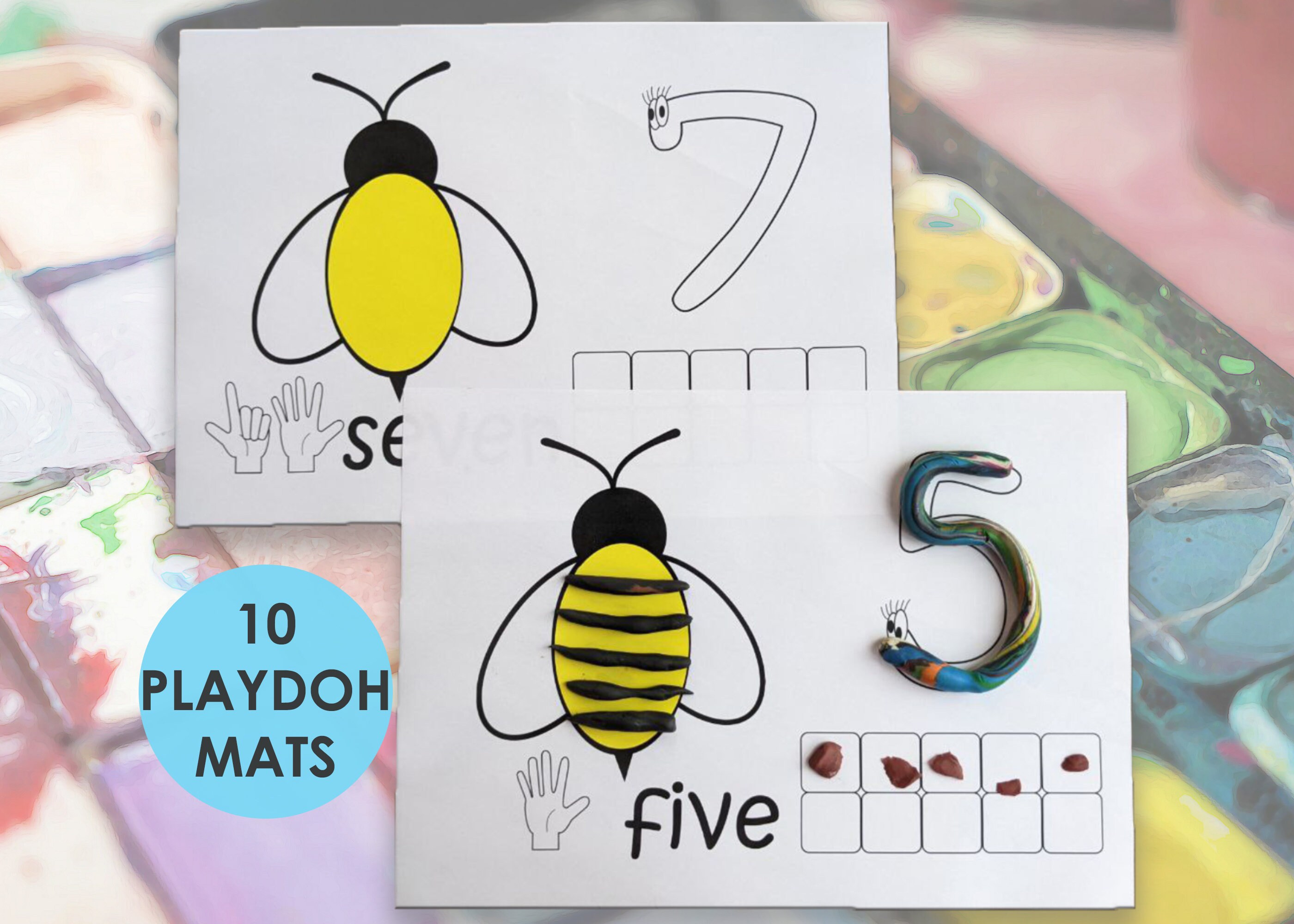 1-10 Playdough Mat, Preschool Learning Worksheets for Kids - Etsy