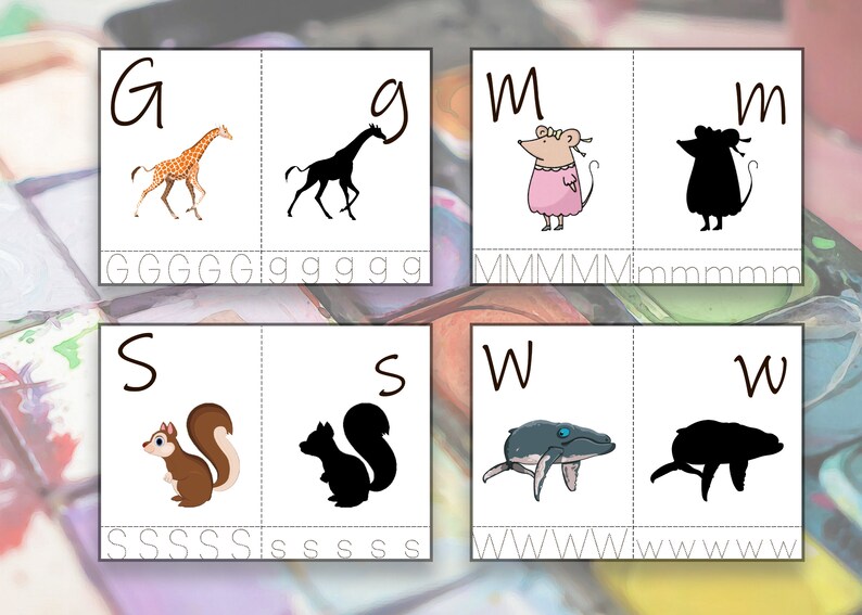 Alphabet Flashcards Printable Handwriting Practice Shadow - Etsy