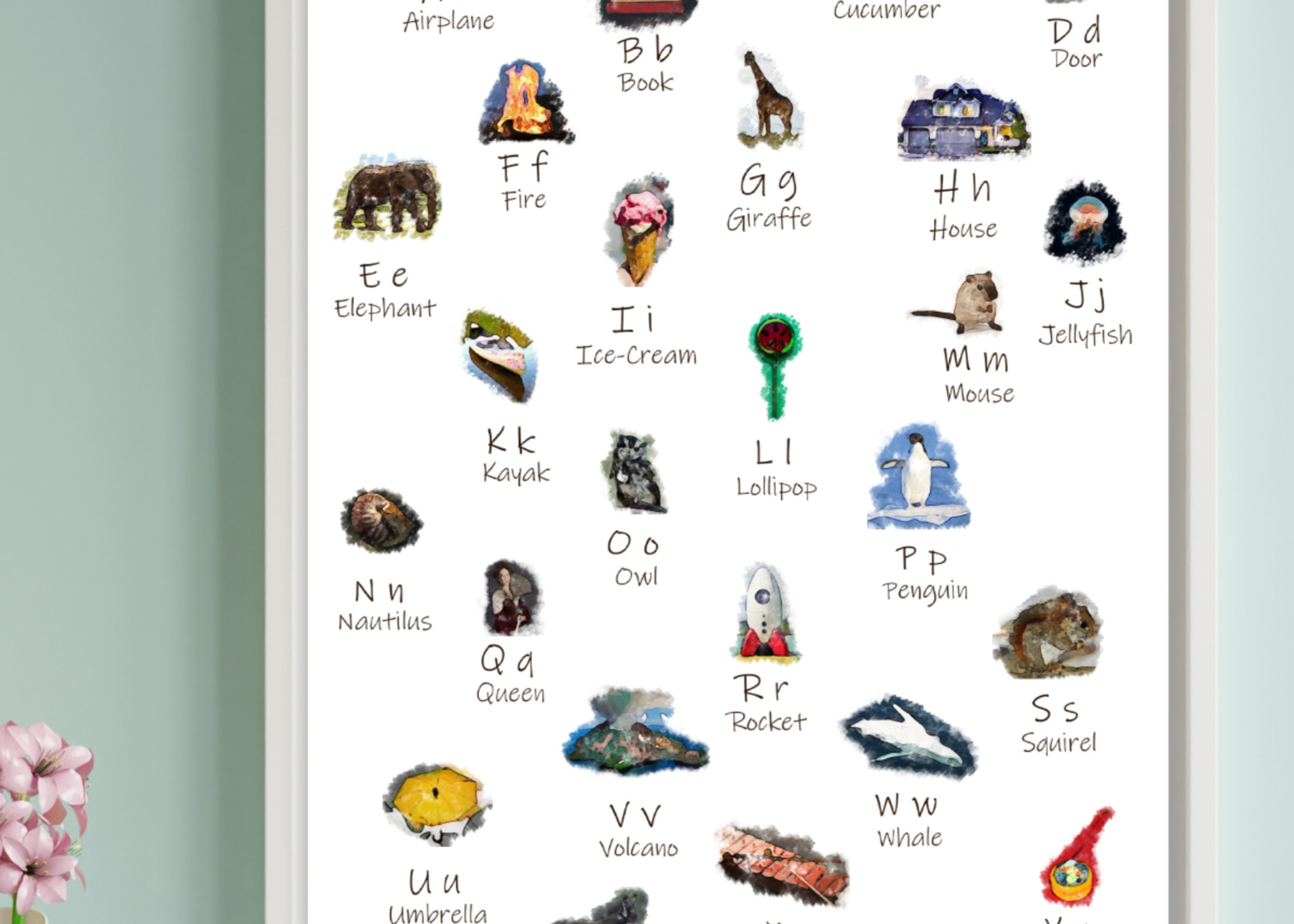 Watercolor Alphabet Poster, ABC Poster, Playroom Decor - Etsy