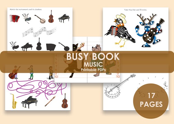 Preschool Worksheets for Kids MUSIC Toddler Busy Book | Etsy