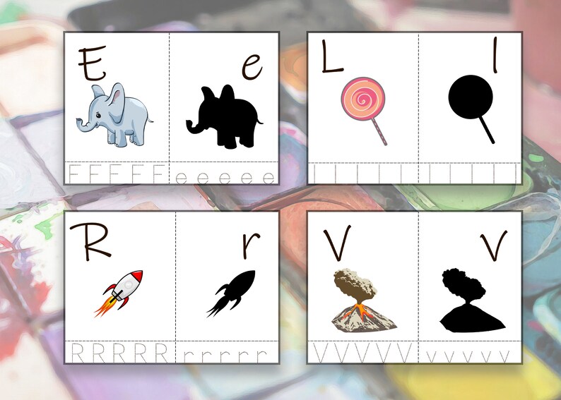 Alphabet Flashcards Printable Handwriting Practice Shadow - Etsy