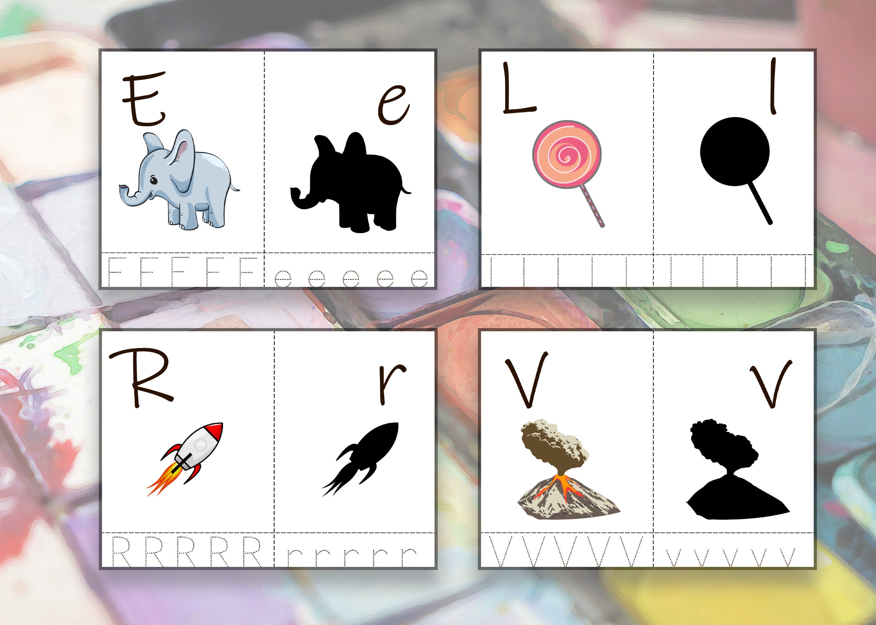 Alphabet Flashcards Printable Handwriting Practice Shadow - Etsy