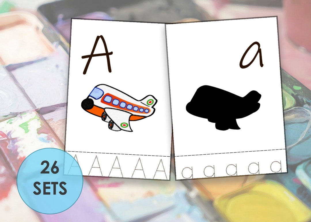 Alphabet Flashcards Printable, Handwriting Practice, Shadow Game ...