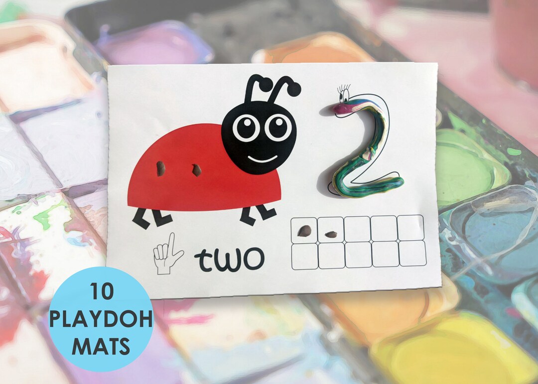 1-10 Playdough Mat, Preschool Worksheets for Kids, Math Worksheets - Etsy