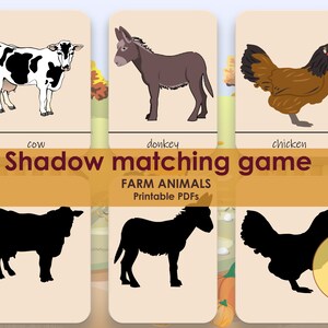 FARM Montessori SHADOW Matching Cards, Preschool Printables - Etsy