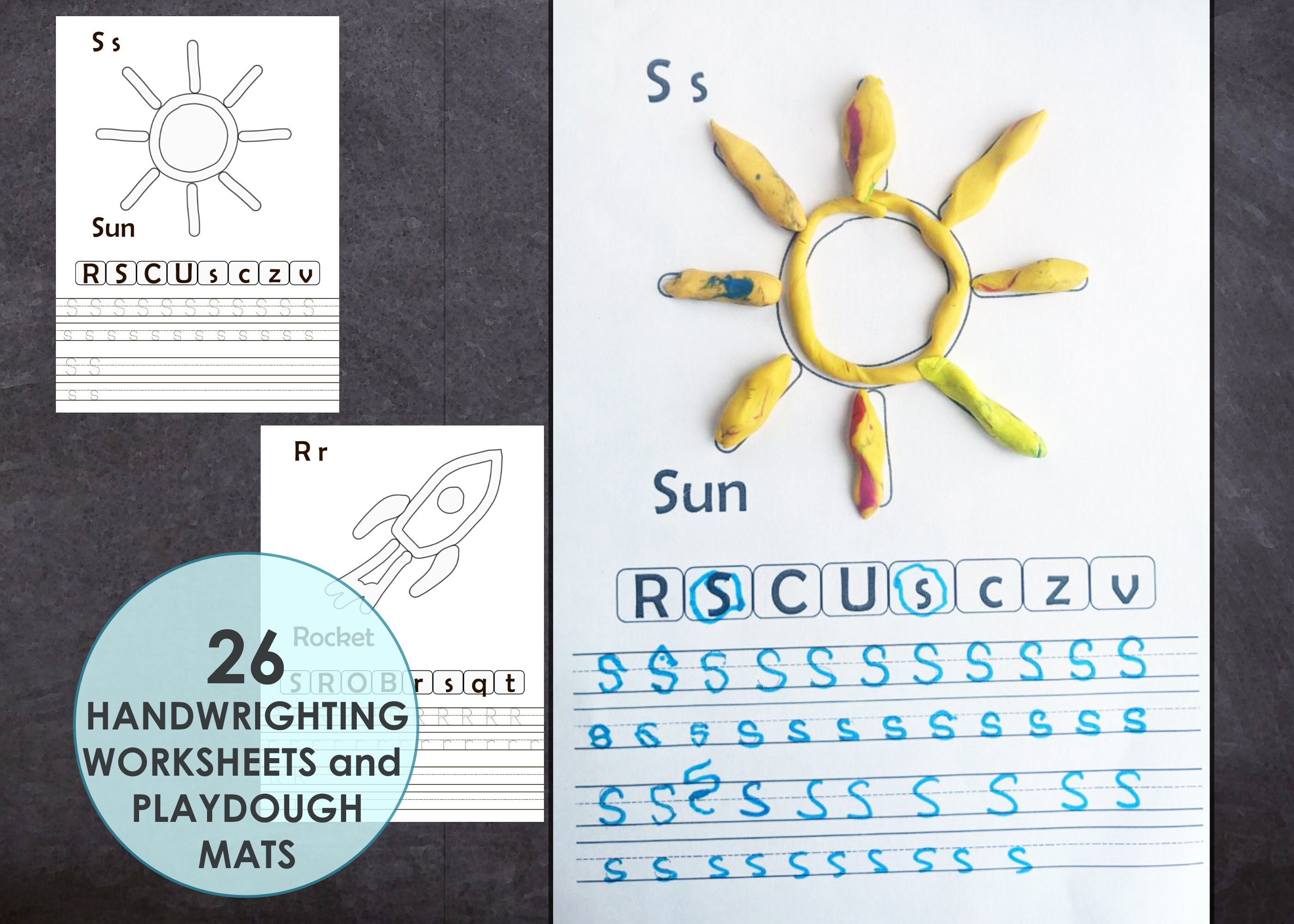 ABC Handwriting Practice Preschool Printables, 26 Playdough Mat ...