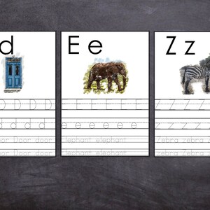 Watercolor Alphabet Flashcards Printable Handwriting Practice ...