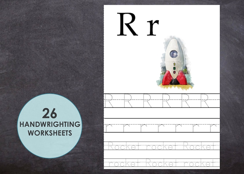 Watercolor Alphabet Flashcards Printable Handwriting Practice ...