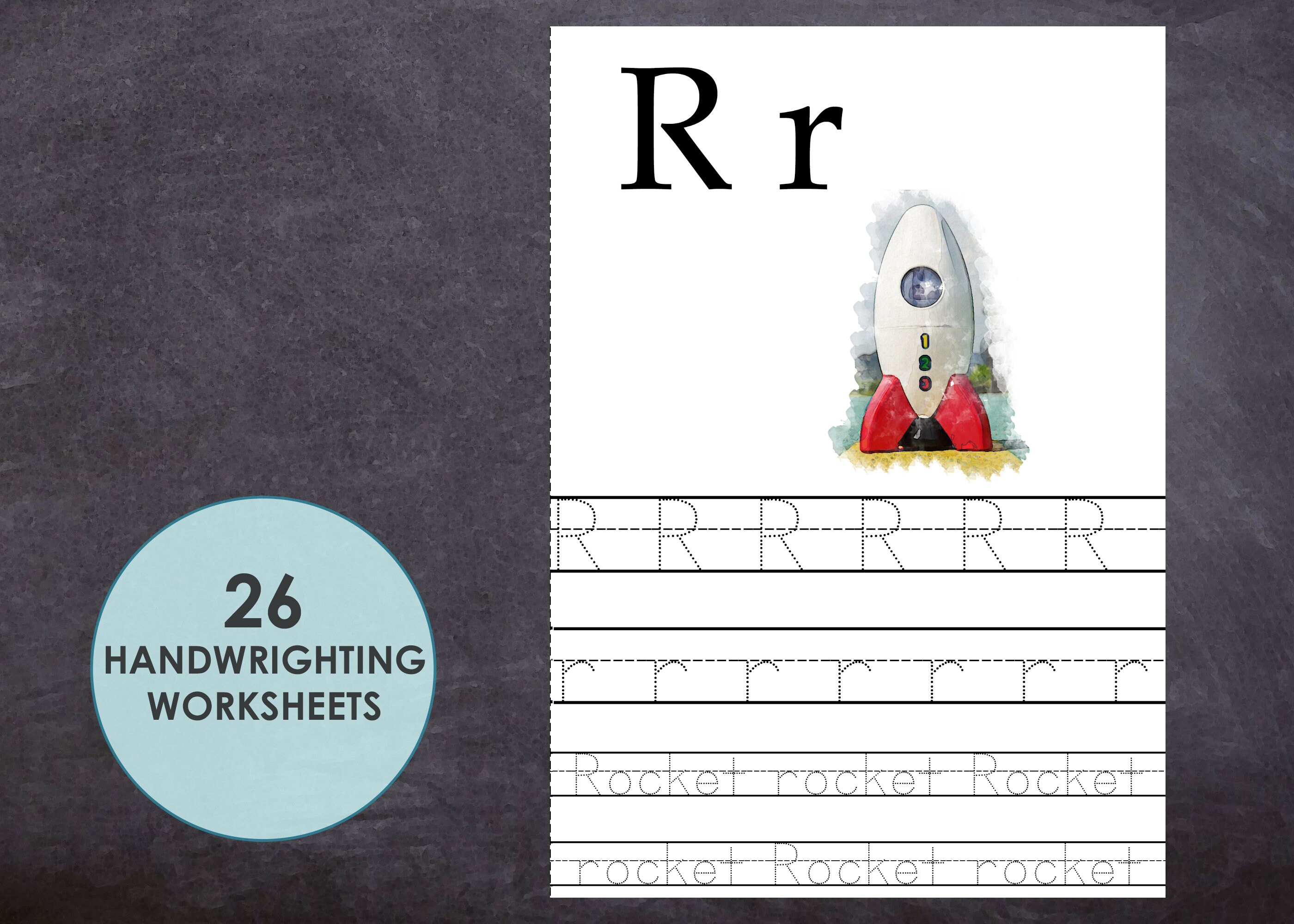 Watercolor Alphabet Flashcards Printable Handwriting Practice ...