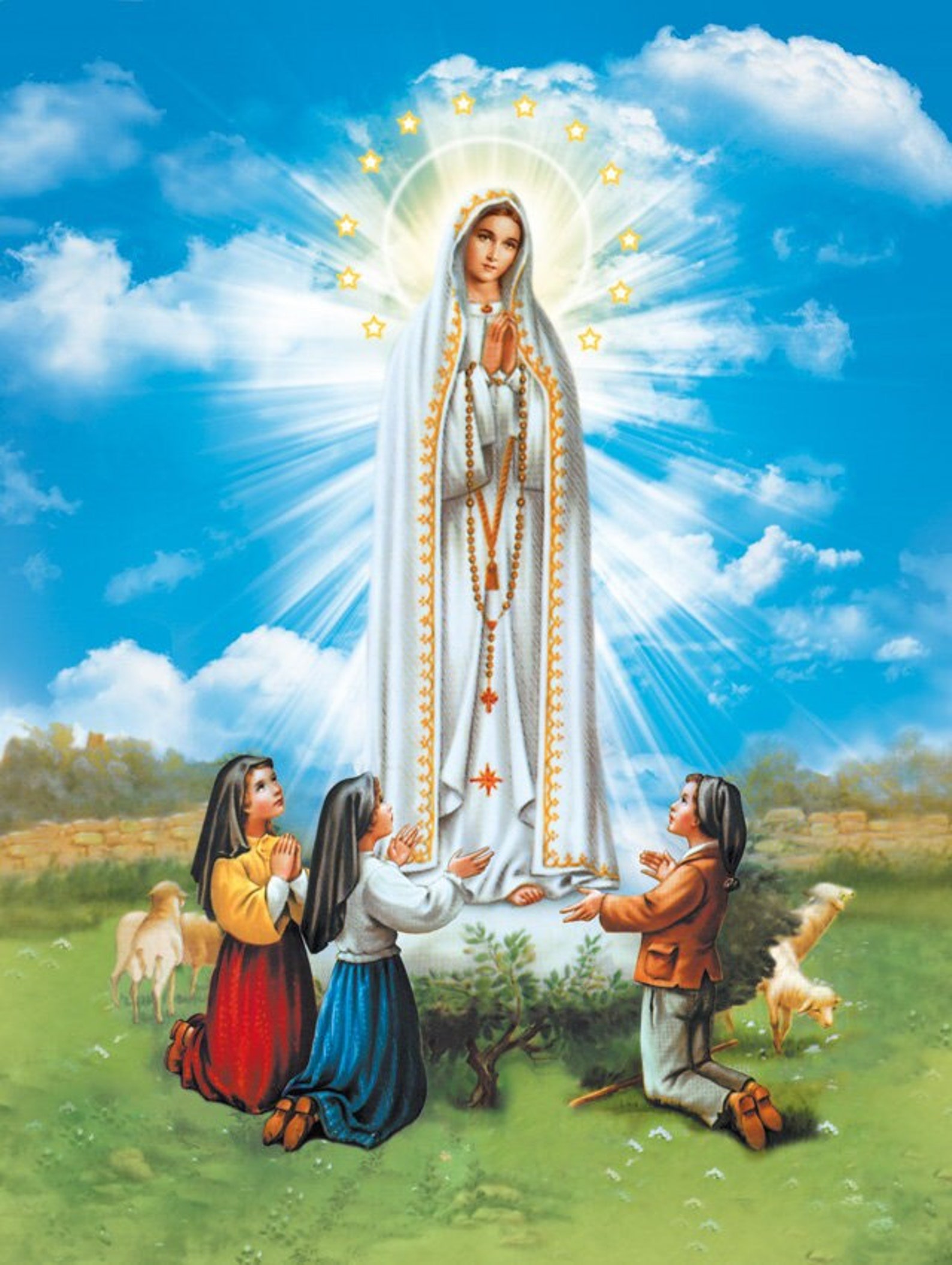 Our Lady of Fátima Holy Mary Mother of God Poster Print Art Home Wall ...