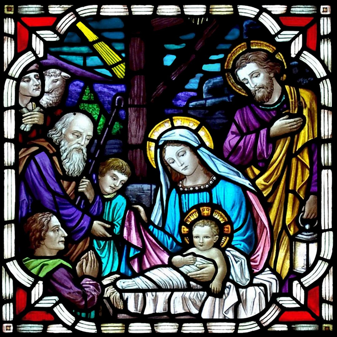 Stained Glass Christ's Nativity V1 Poster Print Art Home Wall Decor ...