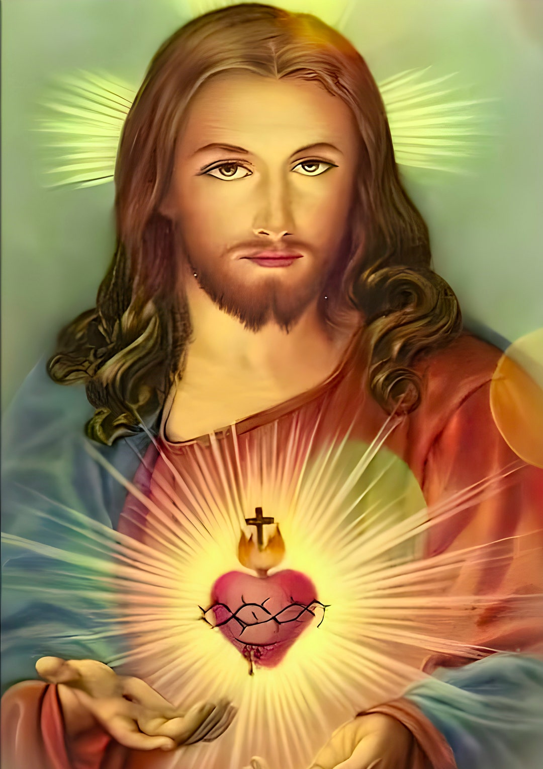 Affiche imprimée du cœur le plus sacré de jésus V4, décoration murale ...