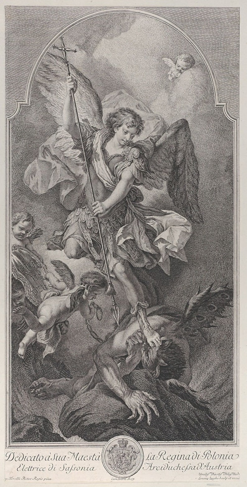 Saint Michael Archangelus Defeating Satan 1588 in a Niche Hubert ...