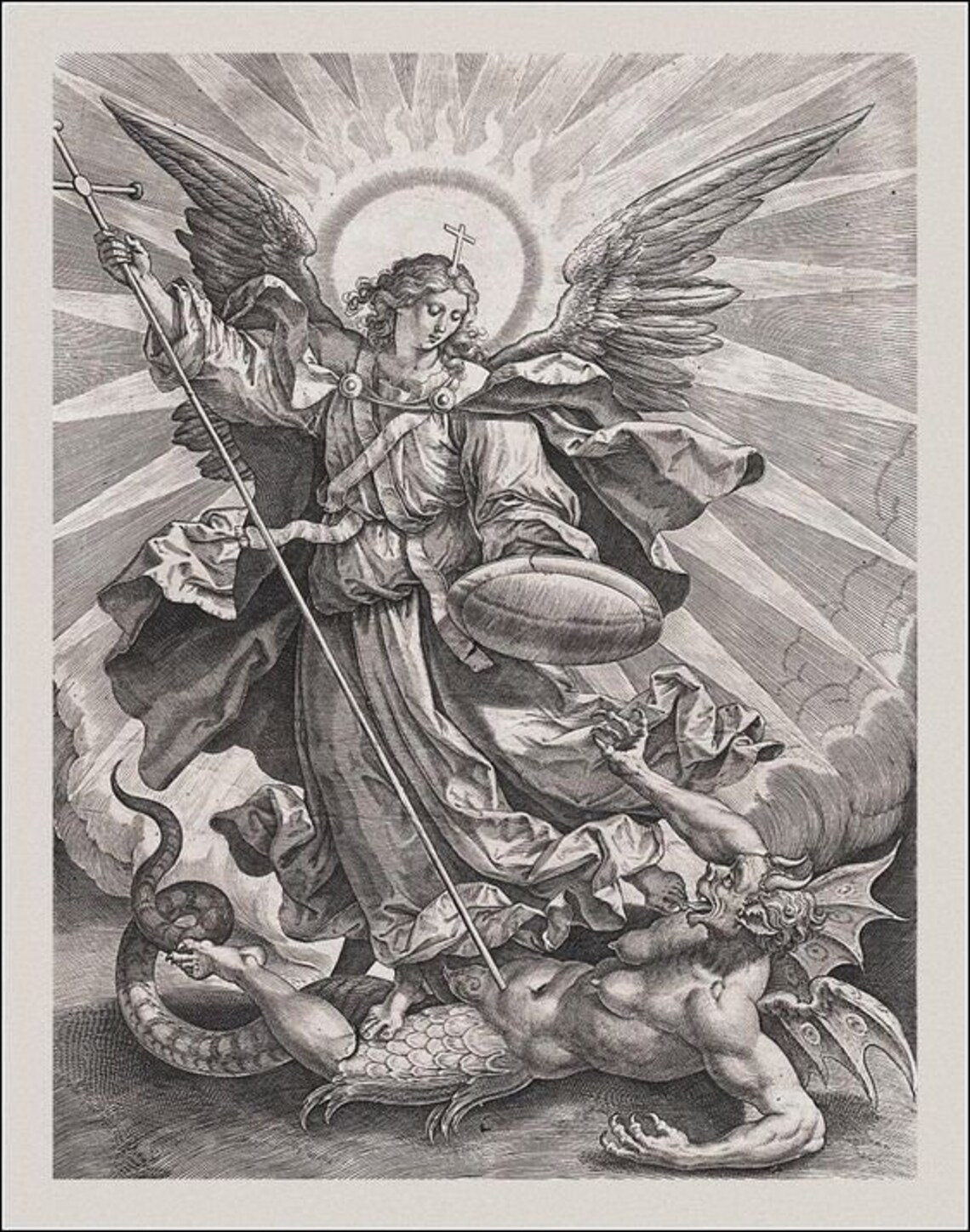 Saint Michael Archangelus Defeating Satan 1588 in a Niche Hubert ...