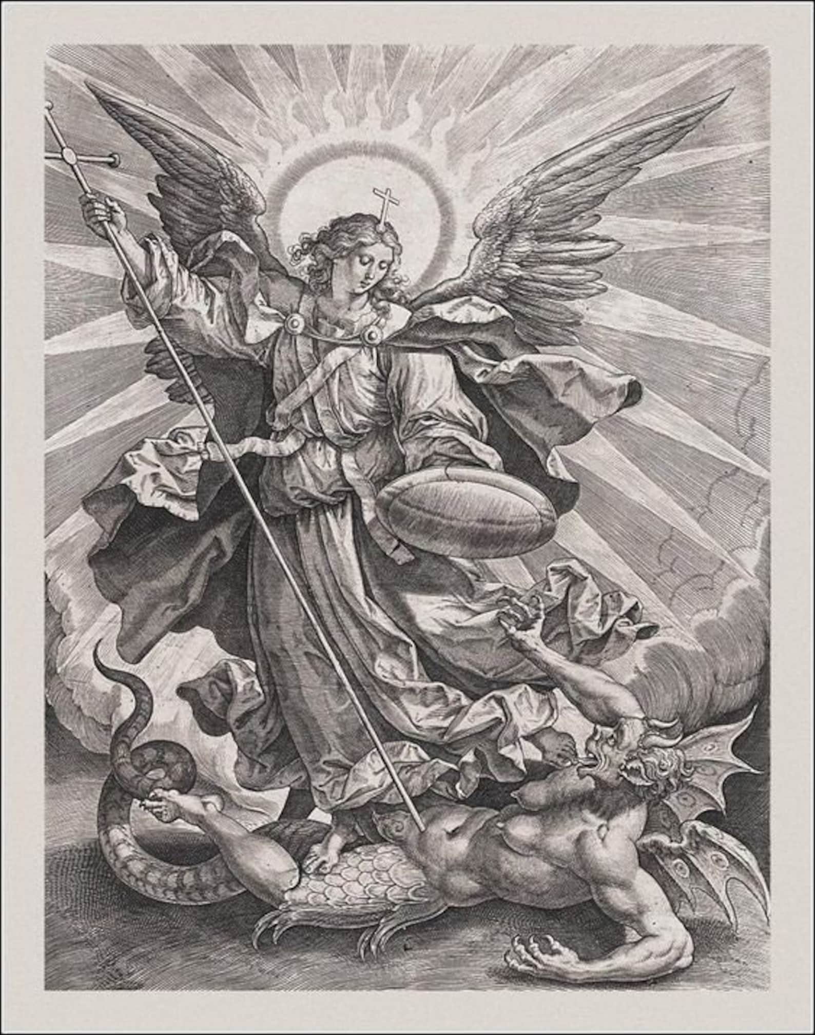 Saint Michael Archangelus Defeating Satan 1588 in a Niche Hubert ...