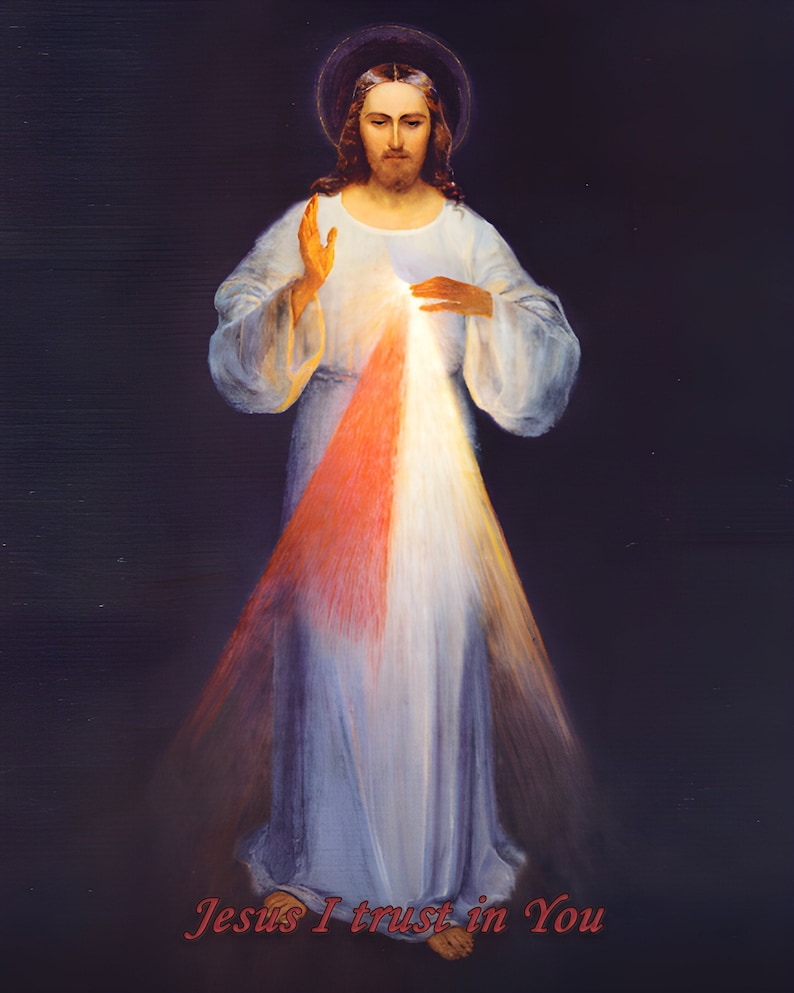 Divine Mercy Image Jesus I Trust in Thee Painting ENG Poster Print Art ...