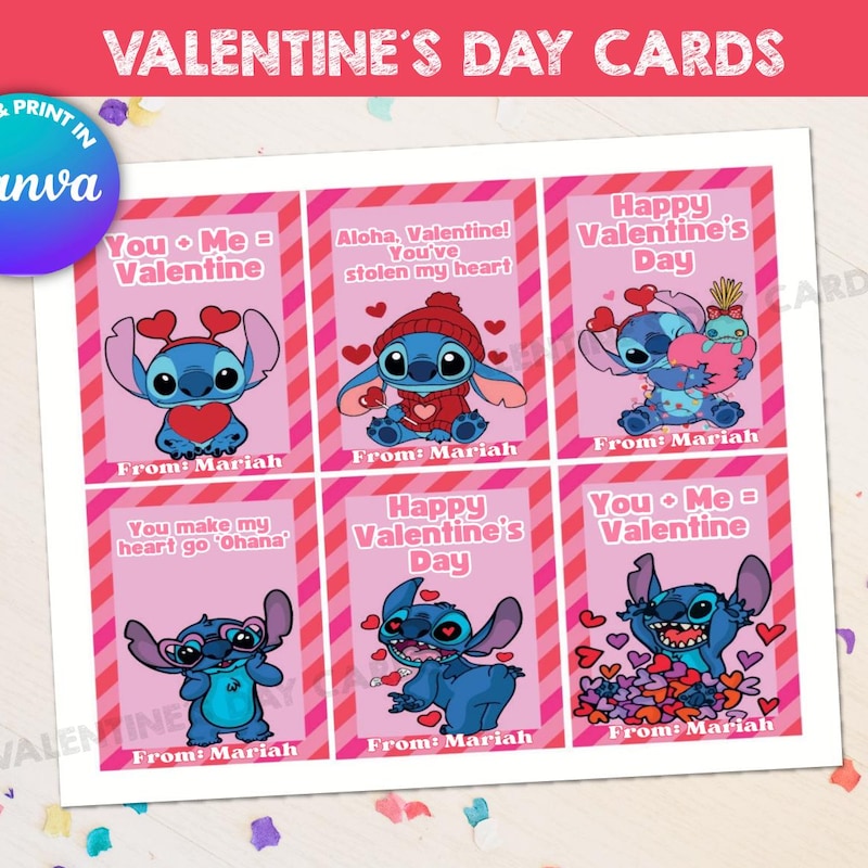 Stitch Valentine Card - Etsy