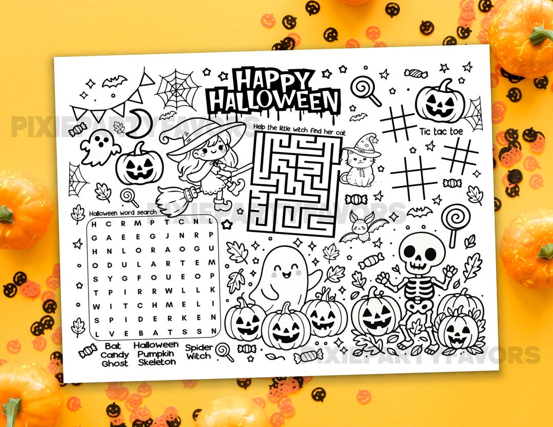 Halloween PLACEMAT and Coloring Page Template for Everyone. NOT ...
