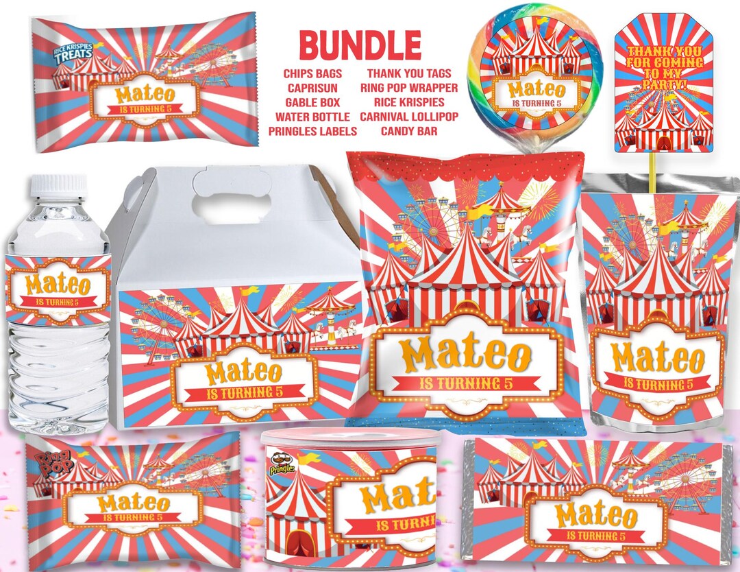 BUNDLE CARNIVAL Birthday Templates. Edit Yourself in CANVA. Party Kit ...