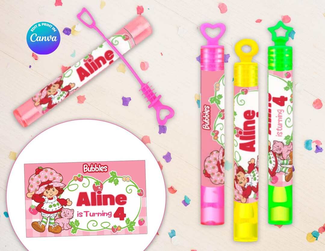STRAWBERRY Mini Bubbles Wand Template. Edit Yourself in CANVA. Online ...
