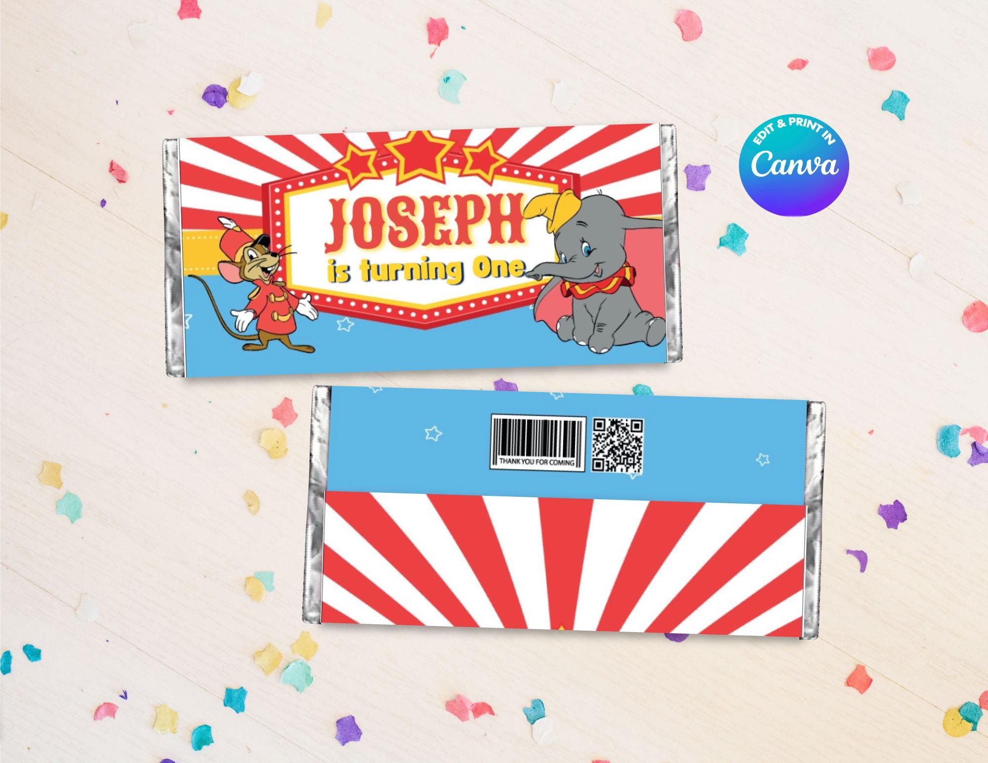 EDITABLE Dumbo CANDY Bar Template, Edit Yourself in CANVA. Online ...