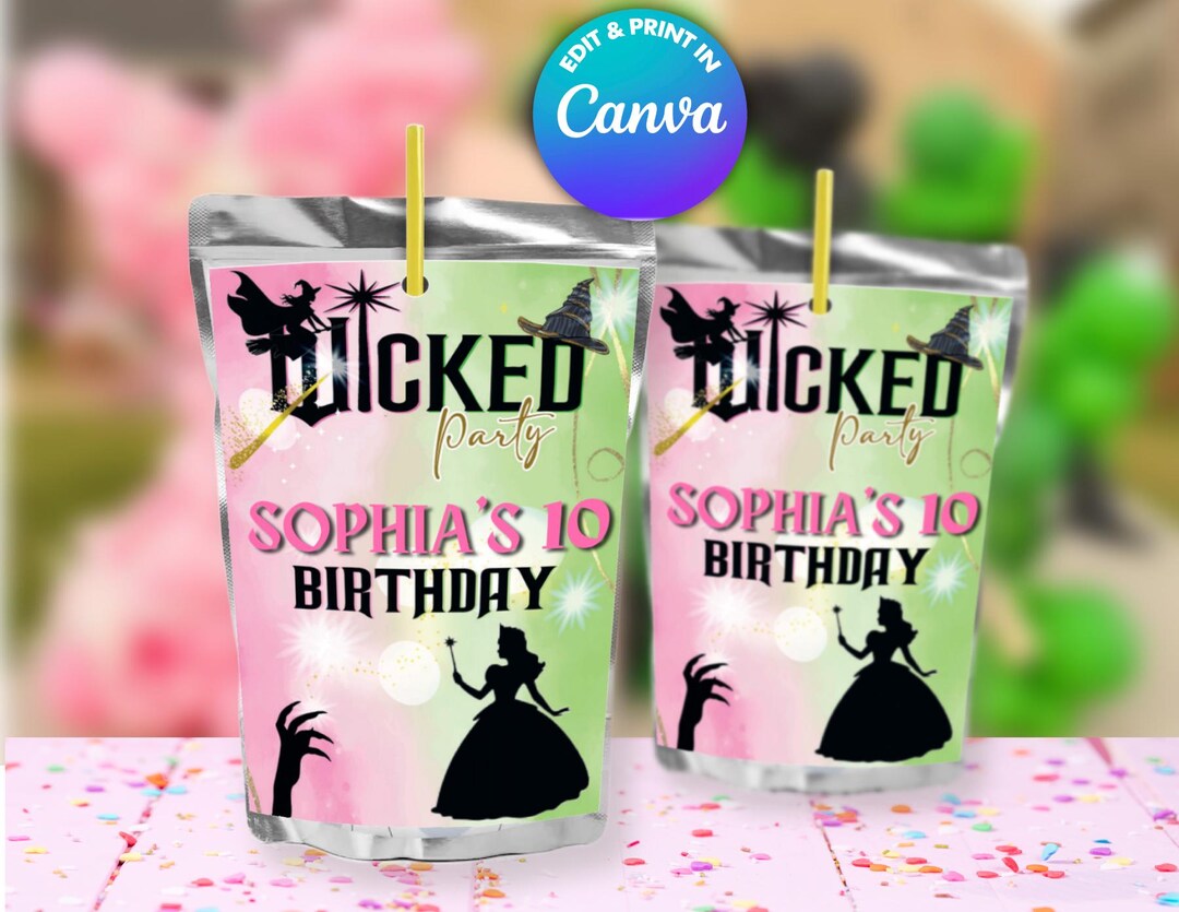 Juice Caprisun Wicked Birthday. EDIT Yourself in CANVA. Party Kit ...