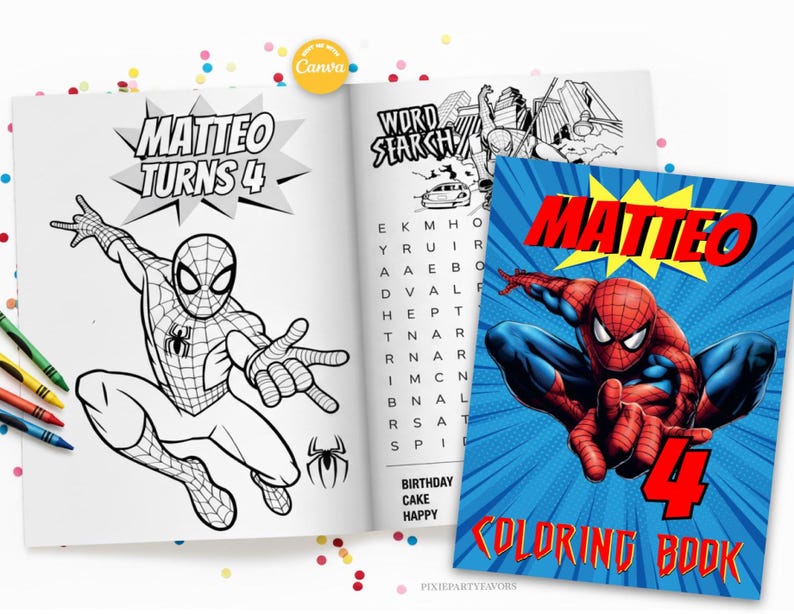 Coloring Book Spider Man Template, EDIT Yourself in CANVA. Online ...