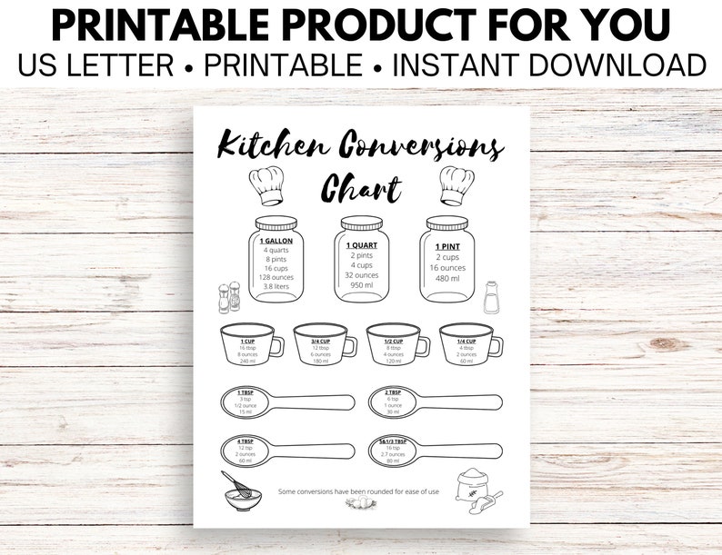 Kitchen Conversion Chart, Kitchen Chart Essentials, Kitchen Conversion ...