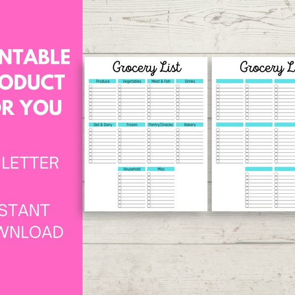Premade Grocery List - Etsy