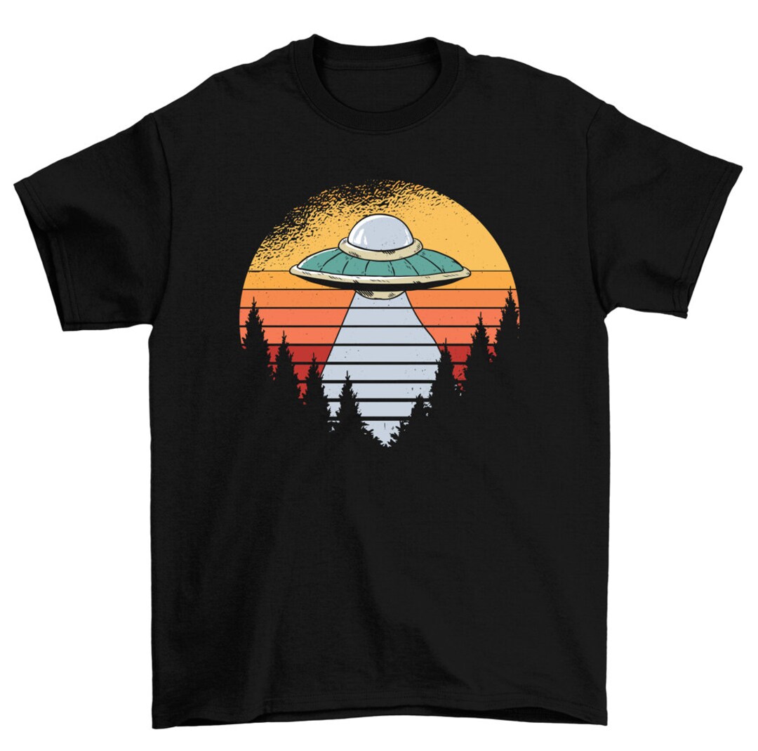 Retro UFO Alien Abduction Forest Spaceship Sci-fi T-shirt Men Women - Etsy