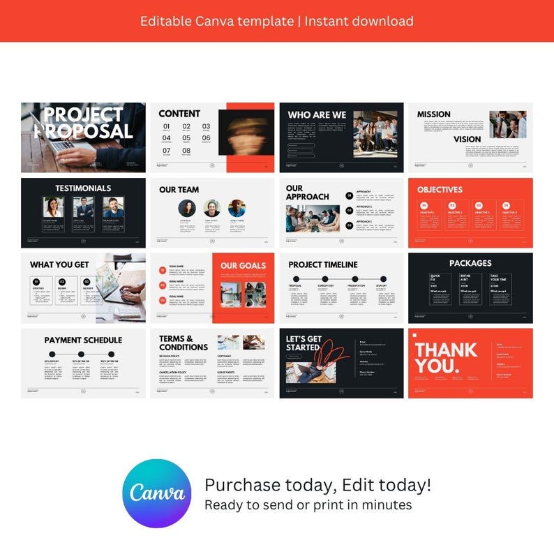 Editable Canva Proposal Template | Client Service Proposal | Freelance Business Proposal ...