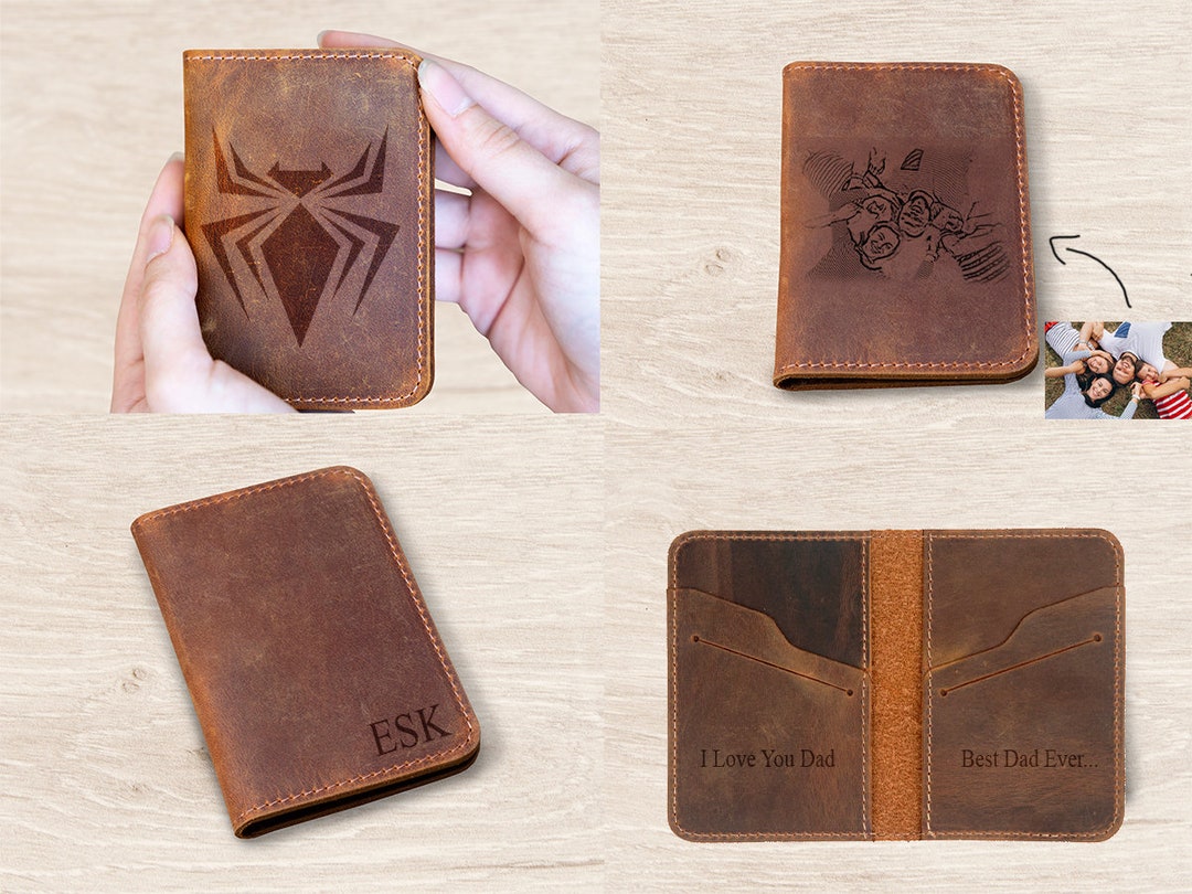 Spider Card Cover, Leather Gift for Him, Spider Logo Leather Card ...