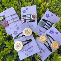 Grandad's Missing Button Hair Clips X2 / Button Hair Clips / Vintage ...