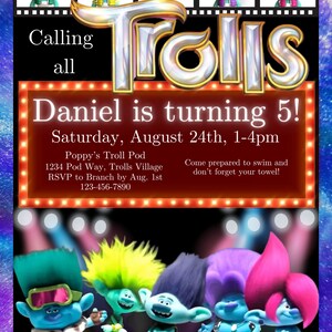 Trolls Band Together Invite With Photoreal - Etsy
