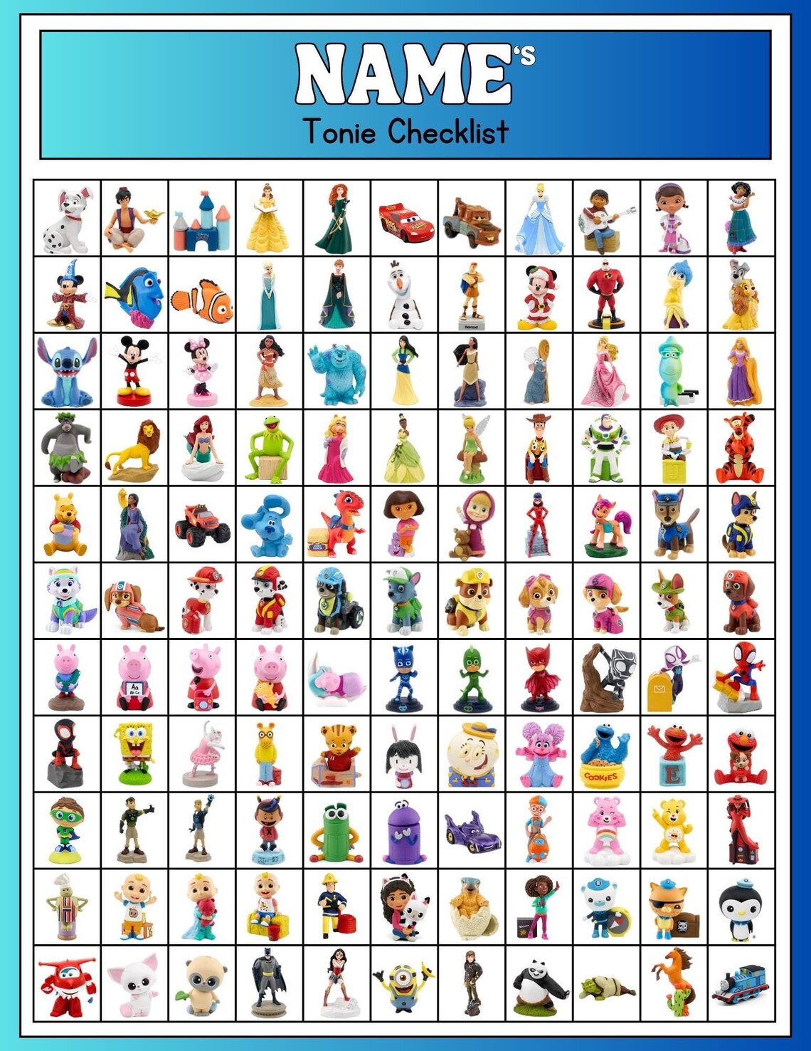 Custom Tonie Picture Guide & Checklist - Etsy