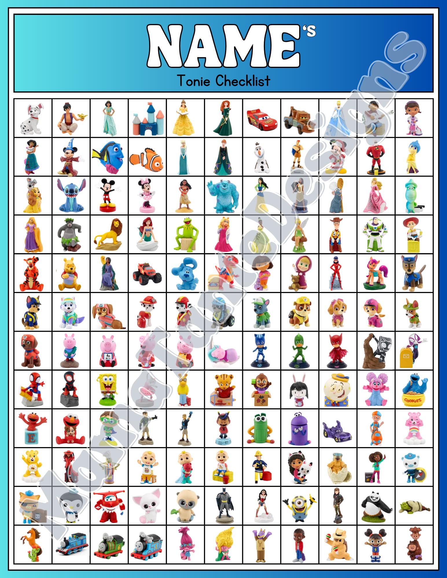 Custom Tonie Picture Guide & Checklist - Etsy