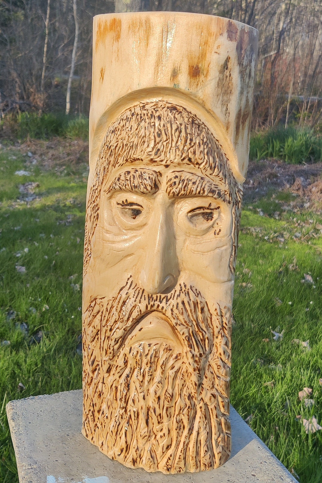 Handmade | Wooden Figurine | Bearded Man | Wooden Statue - Etsy