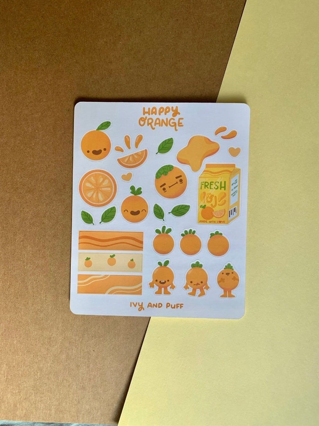 Cute Orange Sticker Sheet Bullet Journal, Planner, Notebook, Scrapbook ...